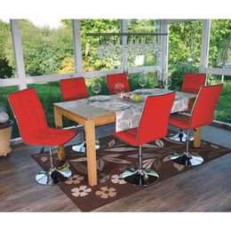6er-Set Esszimmerstuhl MCW-C41, Stuhl K&uuml;chenstuhl, h&ouml;henverstellbar drehbar, Kunstleder MVG-zertifiziert ~ rot