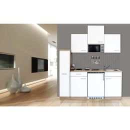 respekta K&uuml;chenzeile KB180ESWMI 180 cm Wei&szlig;-Eiche S&auml;gerau Nachbildung