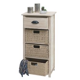 Kommode MCW-K84 mit K&ouml;rben, Schrank Schubladenschrank, Holz 83x40x29cm ~ natur, K&ouml;rbe hellbraun
