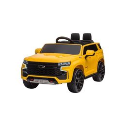 ES-Toys Kinder Elektroauto Chevrolet Tahoe EVA-Reifen Kunstledersitz Sto&szlig;d&auml;mpfer gelb
