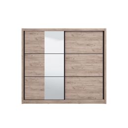 Schwebetürenschrank Inosign "Navara" Schränke Gr. B/H/T: 242,5 cm x 61 cm x 61 cm, 242,5 mit 3 Türen, 2 St., Komplettausführung, grau (grau eiche) Schwebetürenschrank Navara in 3 Breiten und zusätzlichen Einlegeböden