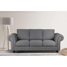 3-Sitzer Home Affaire "MENDITTE", grau (anthrazit), B:225cm H:90cm T:93cm, 100% Polyester, Sofas, Knopfheftung im Armlehnbereich und an Vorderkante, hohe Qualit&auml;t