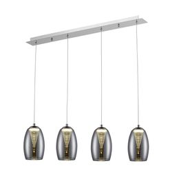 Pendelleuchte Brilliant "Metropolis" Lampen Gr. Höhe: 121 cm, grau (chrom, rauchglas) LED Hängelampe 4flg chromrauchglas easyDim