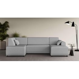 Wohnlandschaft Home Affaire "TAMMO", grau (hellgrau), B:296cm H:80cm T:162cm, 100% Polyester, Sofas, Wohnlandschaft, U-Form