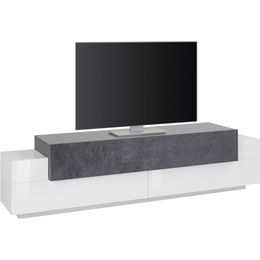 Lowboard Inosign "Coro,Lowboard,TV-Kommode,TV-Möbel,TV-Bank" Sideboards Gr. B/H/T: 200 cm x 51,6 cm x 45 cm, schwarz-weiß (weiß hochglanz, schieferfarben) mit 3 Klappen davon 2 Push-to-Open Funktion Breite 200