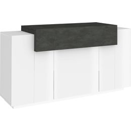 Kommode Inosign "Coro, Kommode, Schrank, Kredenz, grifflos" Sideboards Gr. B/H/T: 140 cm x 86 cm x 45 cm, weiß (weiß, schiefer) 1 Klappe,3 Türen, Doppeltiefe Hochglanz Fronten, Breite 140