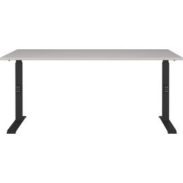 Schreibtisch Germania "Downey, mechanisch höhenverstellbar" Tische Gr. B/H/T: 160cm x 91cm x 80cm, beige (kaschmir, schwarz, kaschmir) moderne Farbvariationen, Breite 120140160180 cm, Made in Germany