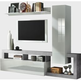 Wohnwand Inosign "Hamburg", grau (weiß, betonoptik), Kastenmöbel-Sets