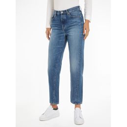 Straight-Jeans Tommy Hilfiger "CLASSIC STRAIGHT HW A TWIST BETH" Gr. 27, Länge 30, blau (beth) Damen Jeans mit Tommy Hilfiger Logo-Badge