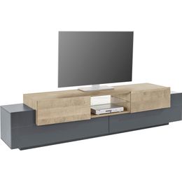 Lowboard Inosign "Coro,Lowboard,TV-Kommode,TV-Möbel,TV-Bank" Sideboards Gr. B/H/T: 220 cm x 51 cm x 45 cm, braun (anthrazit matt, oak k356) Lowboards mit 2 Klappen, Türen, 1 Glasboden, Breite 220