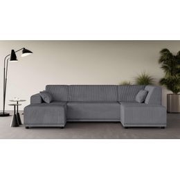 Wohnlandschaft Home Affaire "TAMMO", grau, B:296cm H:80cm T:162cm, 100% Polyester, Sofas, Wohnlandschaft, U-Form