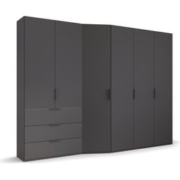 Drehtürenschrank Rauch "Wave" Schränke Gr. B/H/T: 297 cm x 222 cm x 60 cm, 3 Schubkästen links, 6 St., grau (graphit) in 2 unterschiedlichen Tiefen, mit Soft-Close Funktion