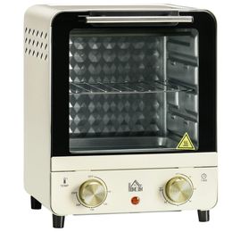 HOMCOM 15L Minibackofen mit Umluft, 1000 W Pizza-Ofen mit Timer, 60-230, Creme