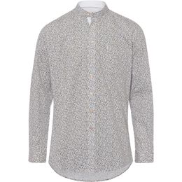 Almsach Stehkragenhemd Blumenprint Grau (Größe: XXL)