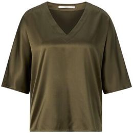 LANIUS Damenbluse Seidensatin V-Ausschnitt