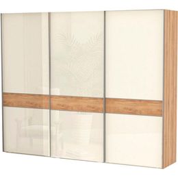 Schwebetürenschrank Inosign "Gala" Schränke Gr. B/H/T: 272 cm x 224 cm x 65 cm, Breite 272, 3 St., Basisausführung, beige (beige, pacific walnut) UV lackiert, kratzfest, hochglänzend, Soft-Close Funktion