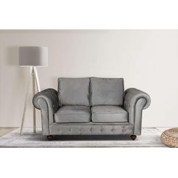 2-Sitzer Home Affaire "MENDITTE", grau (hellgrau), B:170cm H:90cm T:93cm, 100% Polyester, Sofas, Knopfheftung im Armlehnbereich und an der Vorderkante, hohe Qualit&auml;t