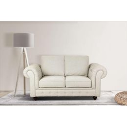 2-Sitzer Home Affaire "MENDITTE", beige (creme), B:170cm H:90cm T:93cm, 100% Polyester, Sofas, Knopfheftung im Armlehnbereich und an der Vorderkante, hohe Qualit&auml;t