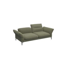 2,5-Sitzer FLEXLUX "Salino, Funktionssofa, Relaxsofa", gr&uuml;n (moss), B:215cm H:88cm T:105cm, 100% Polyester, Sofas, Sofa mit Arm- und Kopfteil-Verstellungen, Kaltschaum & Stahl-Wellen
