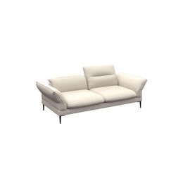2,5-Sitzer FLEXLUX "Salino, Funktionssofa, Relaxsofa", wei&szlig; (warm wei&szlig;), B:215cm H:88cm T:105cm, 100% Echtleder, Sofas, Sofa mit Arm- und Kopfteil-Verstellungen, Kaltschaum & Stahl-Wellen