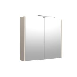 Badezimmerspiegelschrank Welltime "Joy" Schränke Gr. B/H/T: 78,2 cm x 65 cm x 12 cm, 2 St., grau (taupe) Breite 78 cm, mit 2 Türen, LED, IP 44