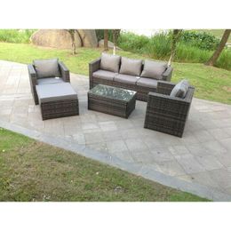 Fimous - Poly Rattan Gartenmöbel Set Balkonmöbel Set 6-sitzer Gartenlounge Sofa Set Sitzgruppe aus Gartensofa,Sessel,Hocker Dunkelgrau Gemischt