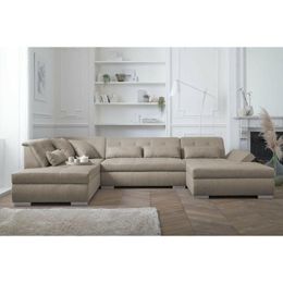 Lisa Design - Vermont – wohnlandschaft 7-sitzer ecksofa in u-form – xxl – links - beige