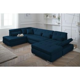 Vermont – wohnlandschaft 7-sitzer ecksofa in u-form – xxl – links - petrolblau