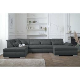 Lisa Design - Vermont – wohnlandschaft 7-sitzer ecksofa in u-form – xxl – links - dunkelgrau