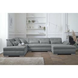 Lisa Design - Vermont – wohnlandschaft 7-sitzer ecksofa in u-form – xxl – links - hellgrau