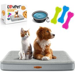 Lovpet - Hundebett orthopädisches Hundekissen Hundekorb Cookie Inkl. Napf + 3X Kauknochen Hundesofa für Kleine Mittelgroße & Große Hunde Bezug