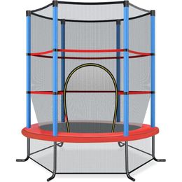 Costway Φ140cm Gartentrampolin mit Sicherheitsnetz, Trampolin bis 45KG belastbar, Indoor-/Outdoortrampolin für Kinder ab 3 Jahre Blau