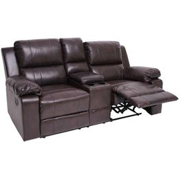 Neuwertig] 2er Kinosessel HHG 833, Relaxsessel Fernsehsessel Zweisitzer Sofa, Getränkehalter Soft Touch Kunstleder mvg braun