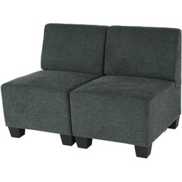 HHG Neuwertig] Modular 2-Sitzer Sofa Couch Moncalieri, Stoff/Textil anthrazit-grau, ohne Armlehnen