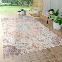 Paco Home Outdoor Teppich Wetterfest Balkon Küche Orient Muster Vintage Pink Creme Beige 160x230 cm