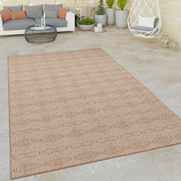 Outdoor Teppich Wetterfest Balkon Flachgewebe Rauten Muster Boho Creme Taupe 200x280 cm - Paco Home