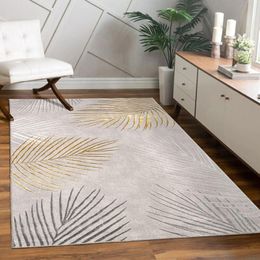 Paco Home - Teppich Wohnzimmer Kurzflor Blätter Floral Regenbogen Geometrisch 240x340 cm, Gold