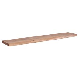 WOHNLING Wandregal Baumkante Akazie Holz Design Schweberegal 140 cm Regal Massiv