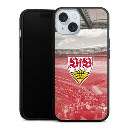 DeinDesign iPhone 15 Handy Premium Silikon H&uuml;lle Handyh&uuml;lle schwarz Case Stadium Vfb Stuttgart Official Licensed Product Silikon Premium Case