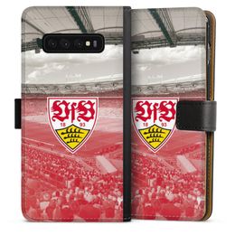 DeinDesign Galaxy S10 Plus Handy Klapph&uuml;lle Handyh&uuml;lle aus Kunst Leder schwarz Flip Case Stadium Vfb Stuttgart Official Licensed Product Sideflip mit Lasche
