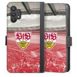 DeinDesign Galaxy A32 4G Handy Klapph&uuml;lle Handyh&uuml;lle aus Kunst Leder schwarz Flip Case Stadium Vfb Stuttgart Official Licensed Product Sideflip mit Lasche