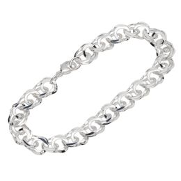 NKlaus Silberarmband Armband 925 Silber diamantiert 19cm Garibaldi Kett (1 Stück), Made in Germany, silberfarben