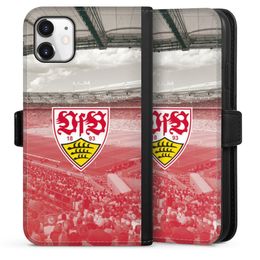 DeinDesign iPhone 11 Handy Klapph&uuml;lle Handyh&uuml;lle aus Kunst Leder schwarz Flip Case Stadium Vfb Stuttgart Official Licensed Product Sideflip mit Lasche