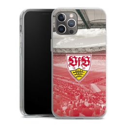 DeinDesign iPhone 12 Pro Max Handy Silikon H&uuml;lle Case transparent Handyh&uuml;lle Official Licensed Product Vfb Stuttgart Stadium Silikon Case