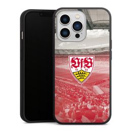 DeinDesign iPhone 13 Pro Handy Premium Silikon H&uuml;lle Handyh&uuml;lle schwarz Case Stadium Vfb Stuttgart Official Licensed Product Silikon Premium Case
