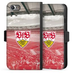 DeinDesign iPhone 8 Handy Klapph&uuml;lle Handyh&uuml;lle aus Kunst Leder schwarz Flip Case Stadium Vfb Stuttgart Official Licensed Product Sideflip mit Lasche