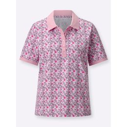 WITT Damen Poloshirt mit Knopfleiste, ros&eacute;-fuchsia-bedruckt, Gr&ouml;&szlig;e 36