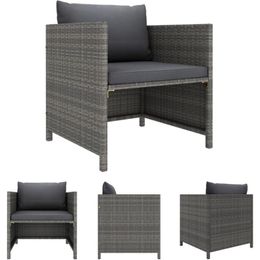 The Living Store Gartensofa mit Kissen Grau Poly Rattan - Gartensofaelemente - Grau