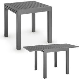 Gartentisch Laki 70x70 cm ausziehbar - Aluminium Esstisch zum Ausziehen - große Tischplatte - Alu Tisch Balkonmöbel Gartenmöbel Anthrazit - Juskys