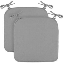 Bestlivings Sitzkissen ( 2er Pack / Grau ) Stuhlkissen mit Haltebändern 38cm x 38cm - Öko-Tex zertifiziert - Sitzauflage Uni, Canvas Stuhlauflage - Grau